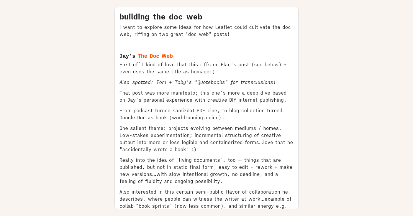 building the doc web