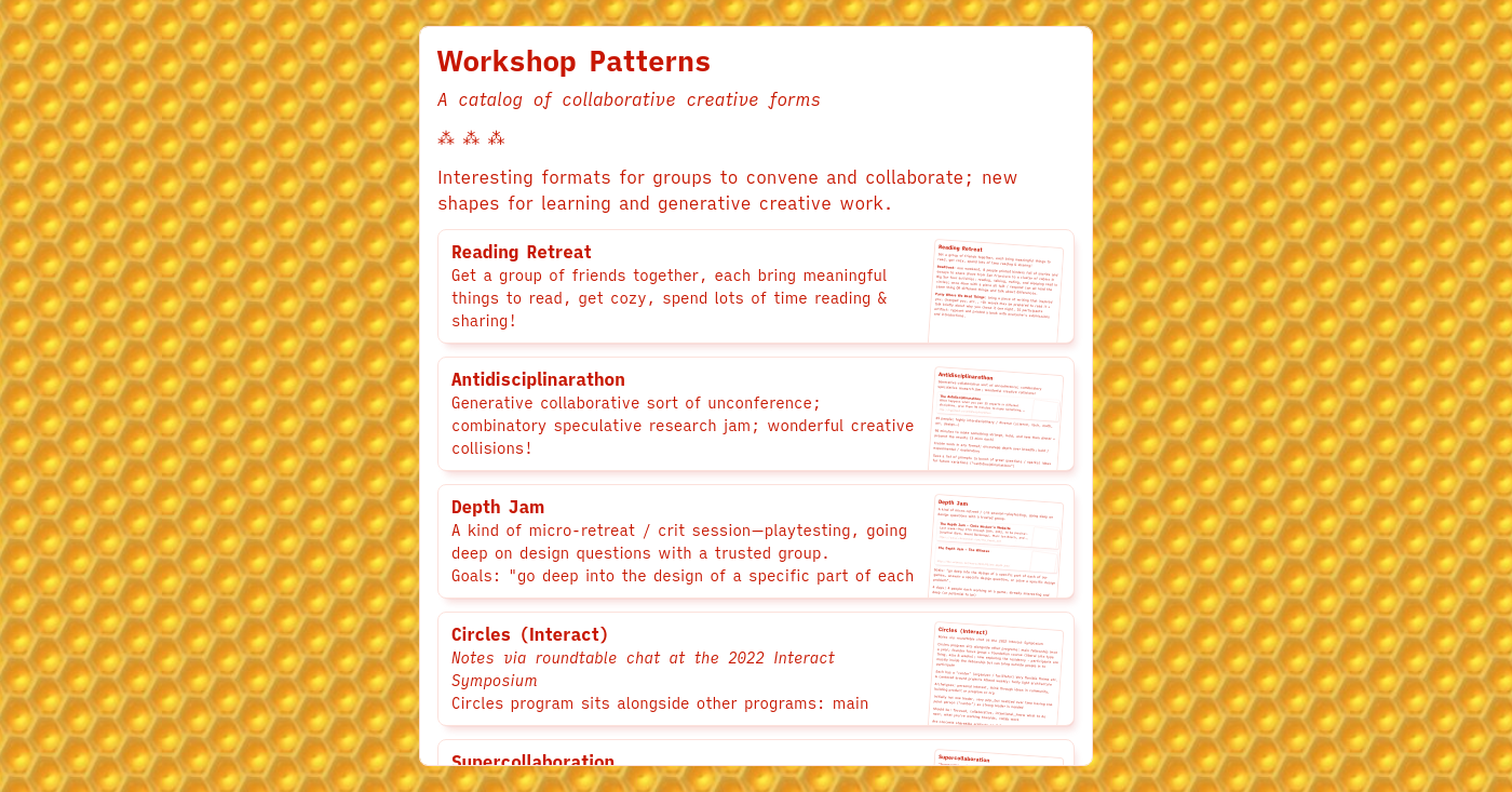 Workshop Patterns
