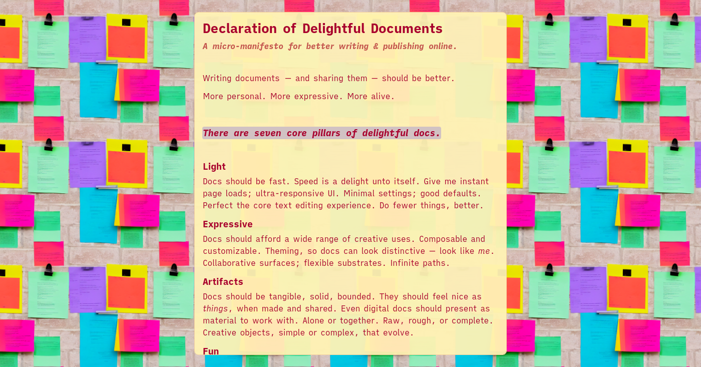 Declaration of Delightful Documents