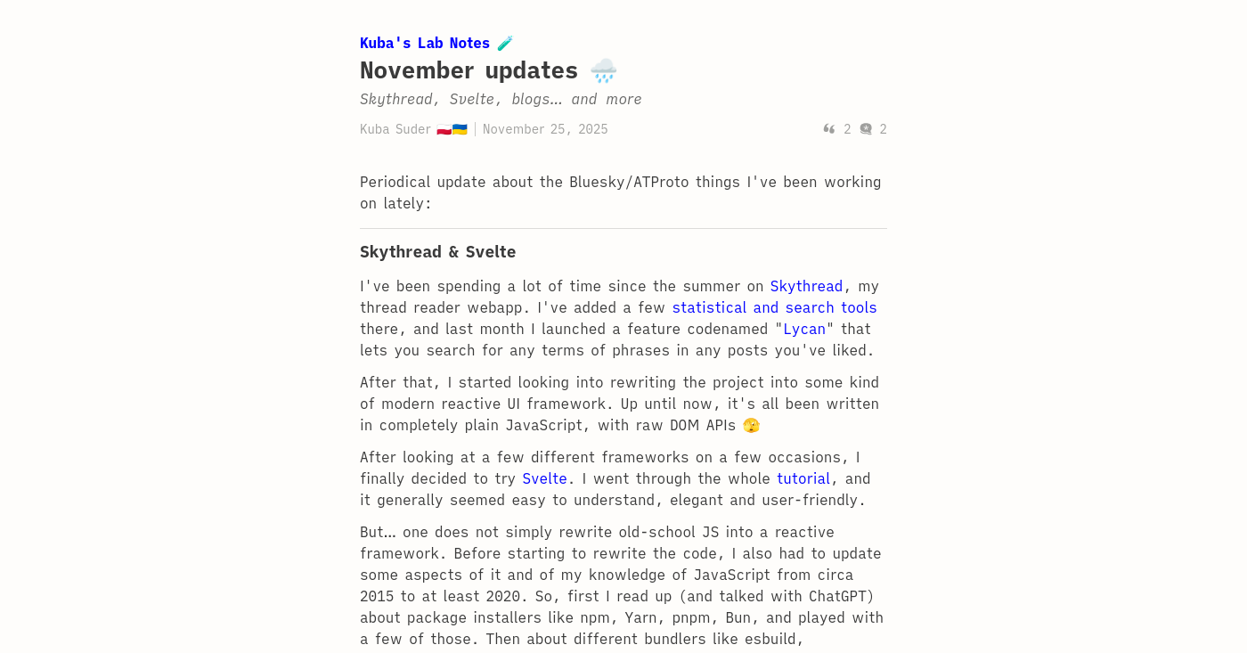 November updates 🌧️ - Kuba's Lab Notes 🧪