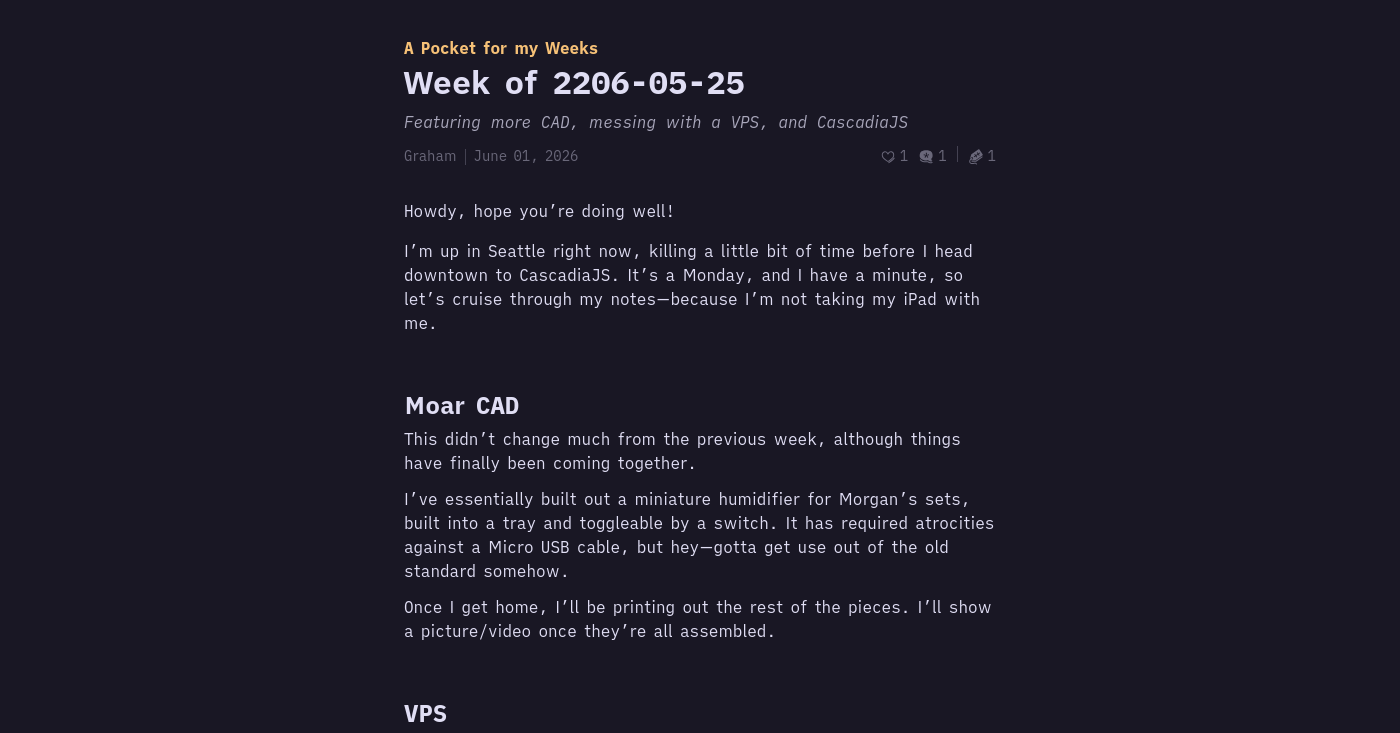 Week of 2206-05-25 - A Pocket for my Weeks